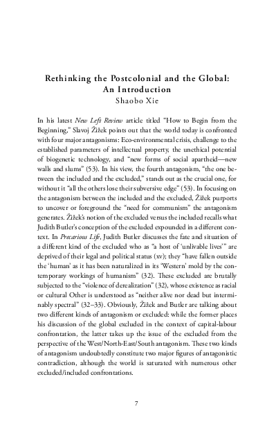 (PDF) Rethinking the Postcolonial and the Global: An Introduction