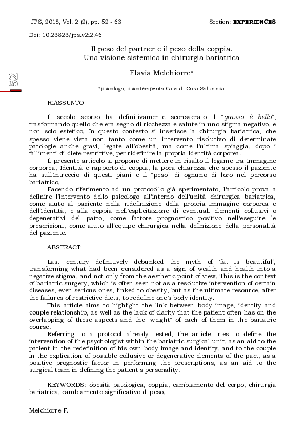 (PDF) Il peso del partner e il peso della coppia. Una visione sistemica ...