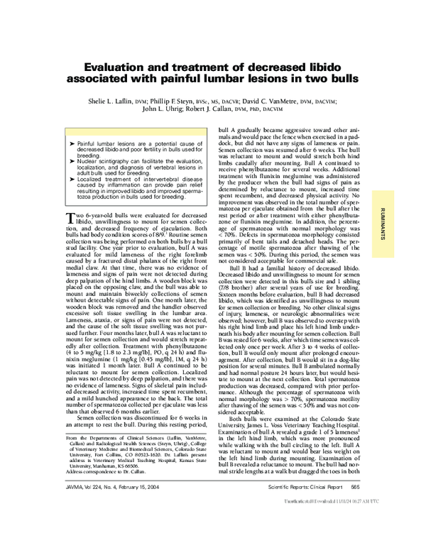 (PDF) Evaluation and treatment of decreased libido associated with painful lumbar lesions in two ...