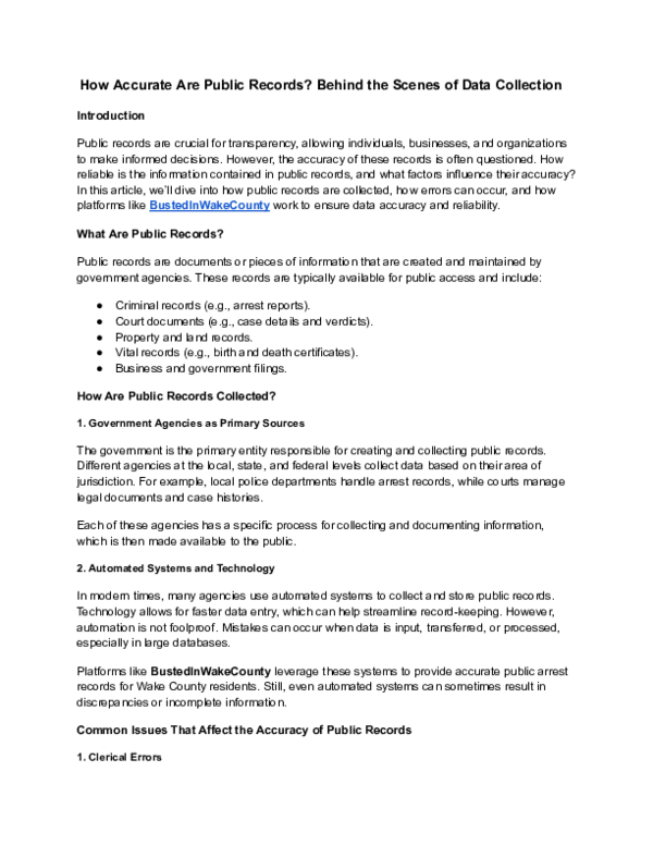 (PDF) How Accurate Are Public Records