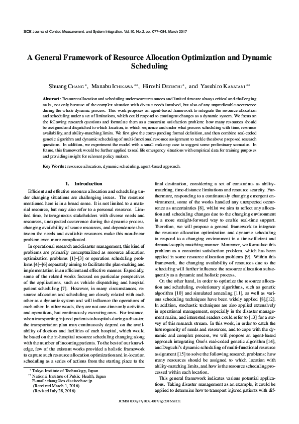 (PDF) A General Framework of Resource Allocation Optimization and Dynamic Scheduling