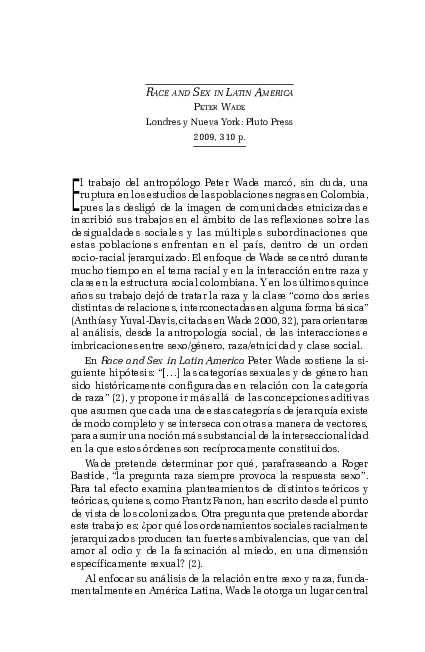 (PDF) Race and Sex in Latin America, by Peter Wade