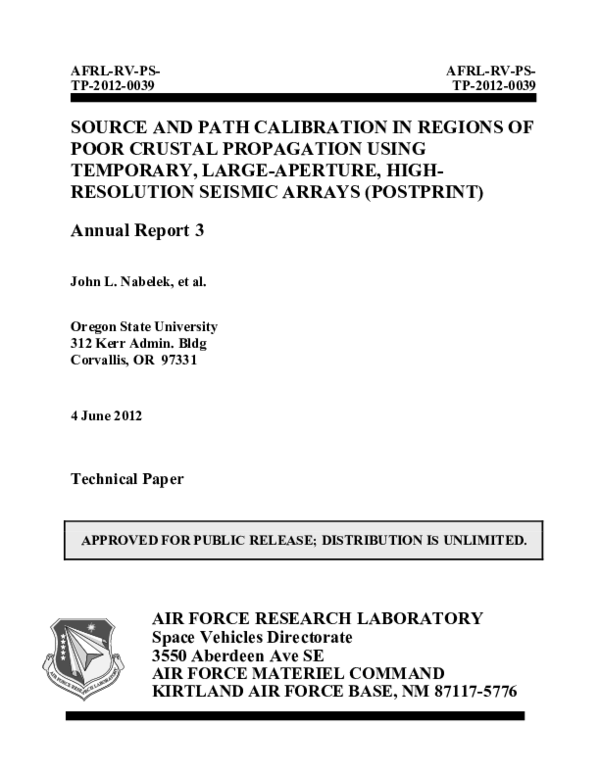 Pdf Source And Path Calibration In Regions Of Poor Crustal Propagation Using Temporary Large