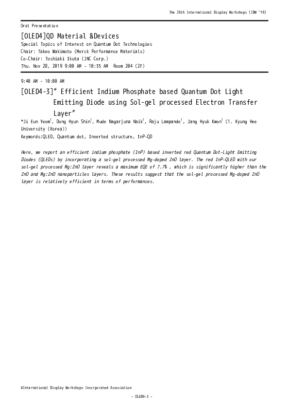 (PDF) “Efficient Indium Phosphate based Quantum Dot Light Emitting ...
