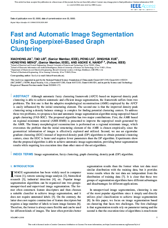 Pdf Fast And Automatic Image Segmentation Using Superpixel Based