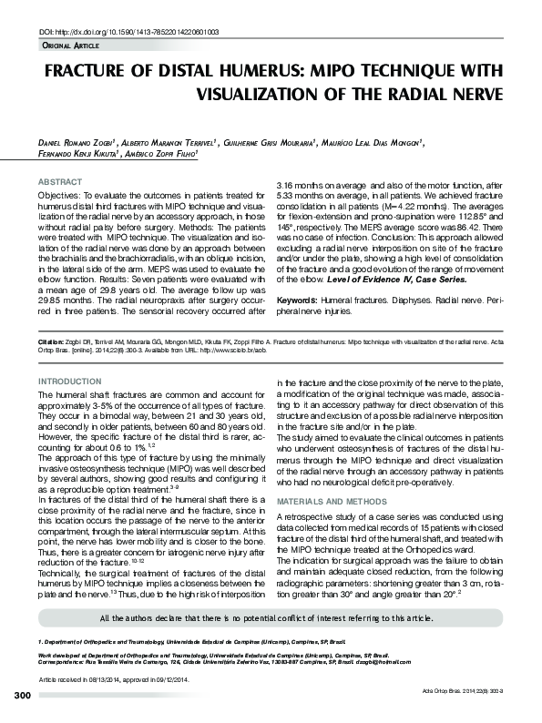 (PDF) Fracture of distal humerus: MIPO technique with visualization of ...