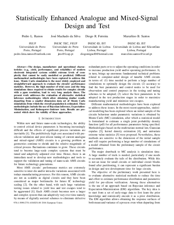 (PDF) Statistically enhanced analogue and mixed-signal design and test
