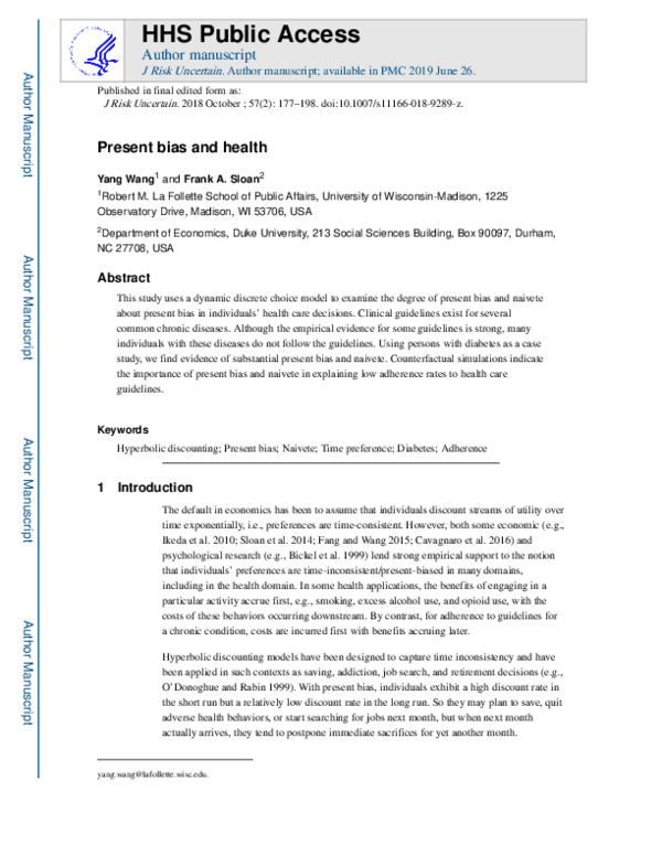 (PDF) Present bias and health