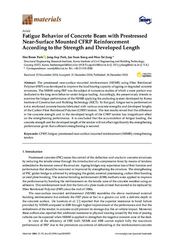 (PDF) Fatigue Behavior of Concrete Beam with Prestressed Near-Surface ...