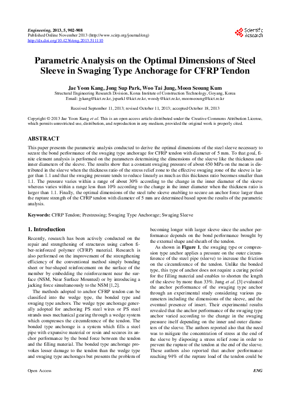 (PDF) Parametric Analysis on the Optimal Dimensions of Steel Sleeve in Swaging Type Anchorage ...