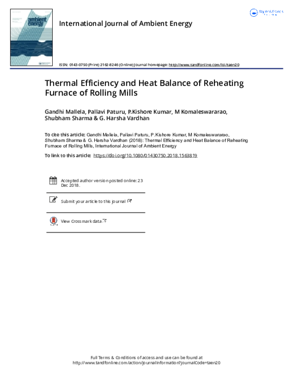 (PDF) Thermal efficiency and heat balance of reheating furnace of rolling mills | Harsha Vardhan ...