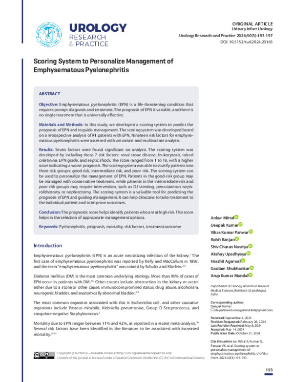 (PDF) Scoring System to Personalize Management of Emphysematous ...