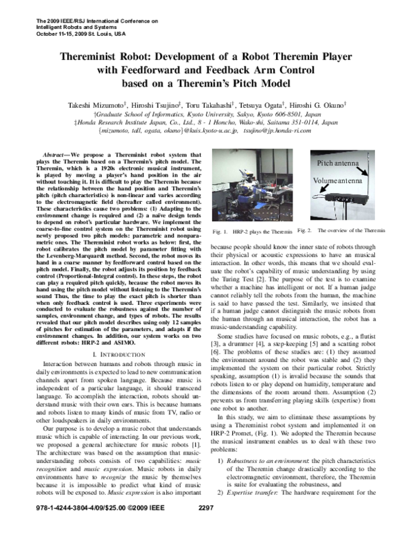 (PDF) Thereminist Robot: Development of a Robot Theremin Player with ...