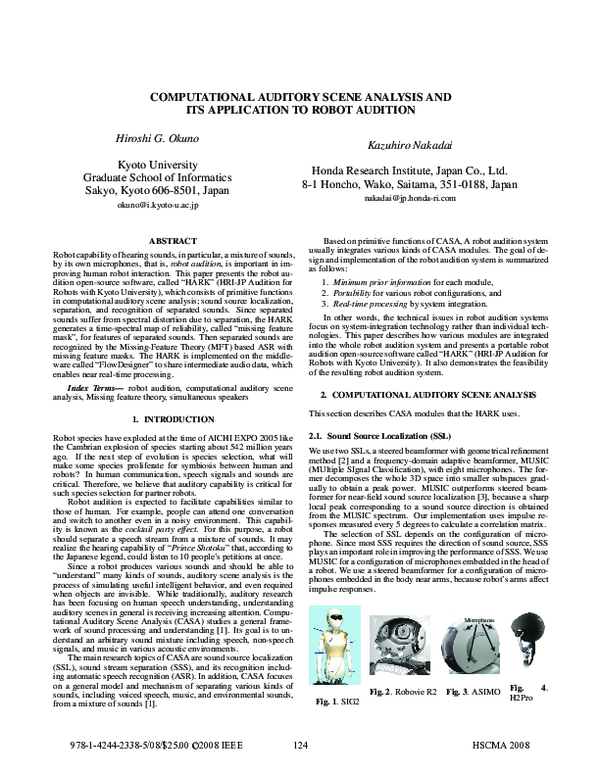 (PDF) Computational Auditory Scene Analysis and Its Application to Robot Audition: Five Years ...