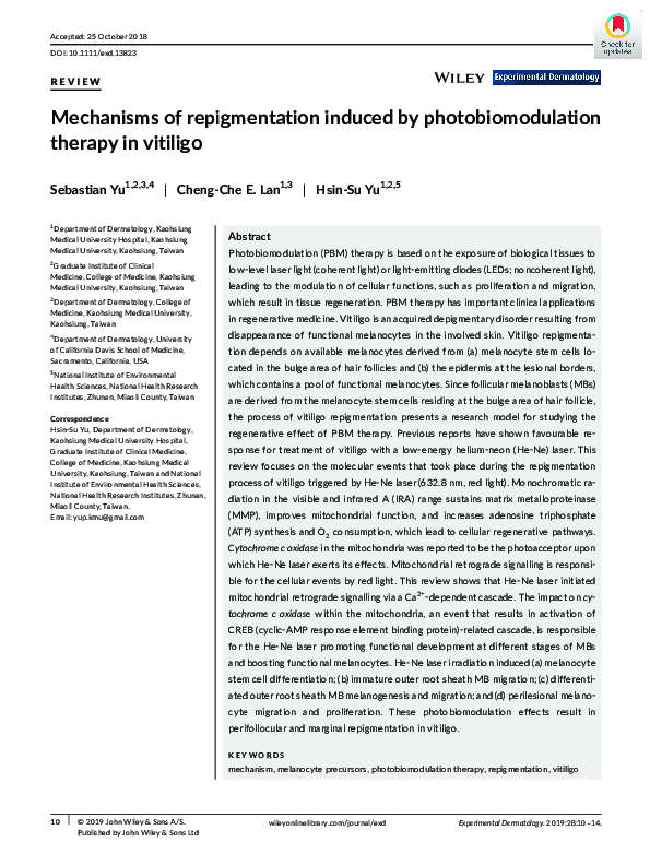 (PDF) Mechanisms of repigmentation induced by photobiomodulation ...