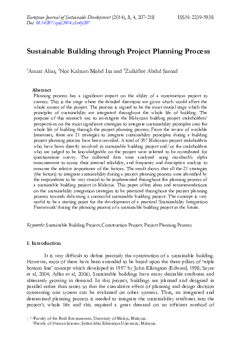 (PDF) Sustainable Building through Project Planning Process