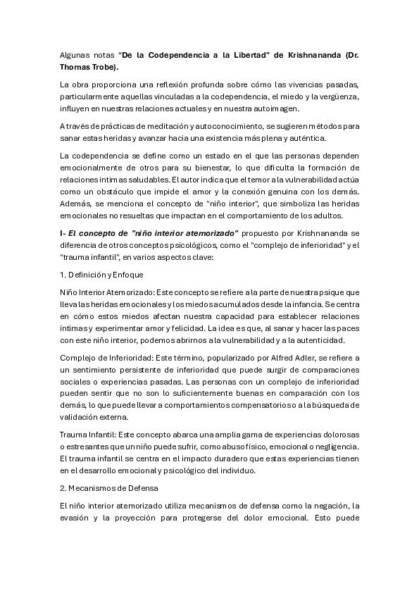 (PDF) Notas "De la Codependencia a la Libertad de Krishnananda" (Dr ...
