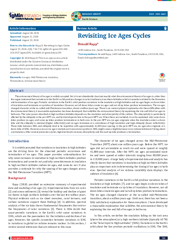 (PDF) Revisiting Ice Ages Cycles