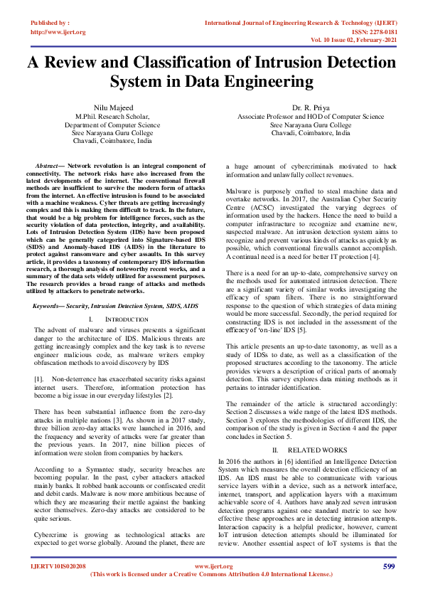 (PDF) A Review and Classification of Intrusion Detection System in Data ...