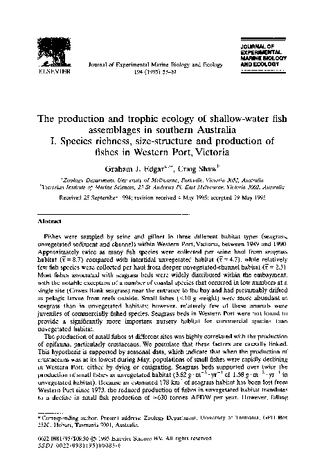 (PDF) The production and trophic ecology of shallow-water fish ...