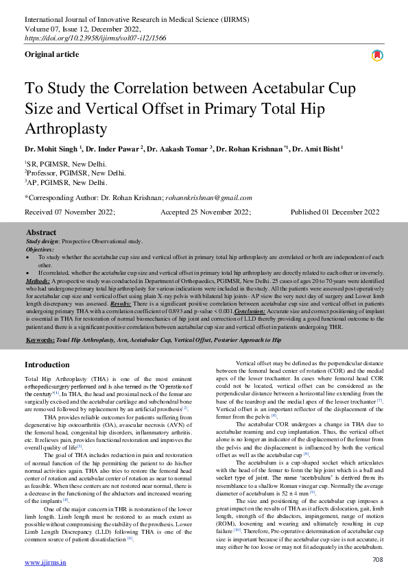 (PDF) To Study the Correlation between Acetabular Cup Size and Vertical ...