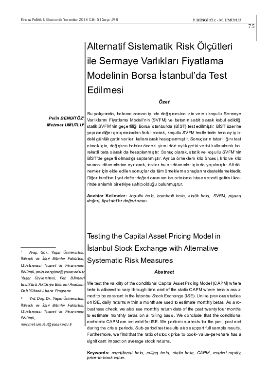 (PDF) Alternatif Sistematik Risk Ölçütleri ile Sermaye Varlıkları ...