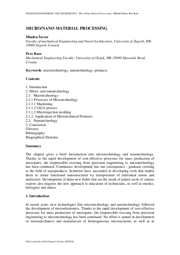 (PDF) Micro/Nano Material Processing