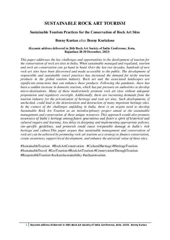 (PDF) SUSTAINABLE ROCK ART TOURISM