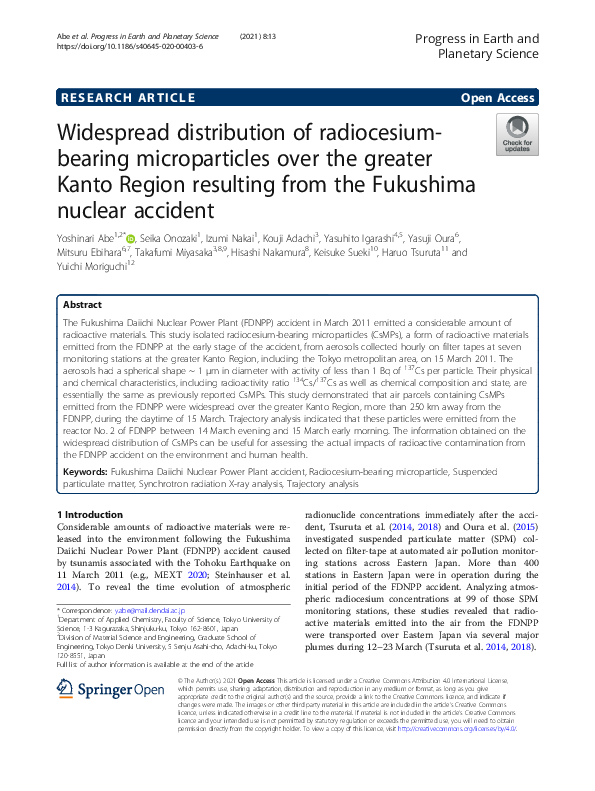 (PDF) Widespread distribution of radiocesium-bearing microparticles ...