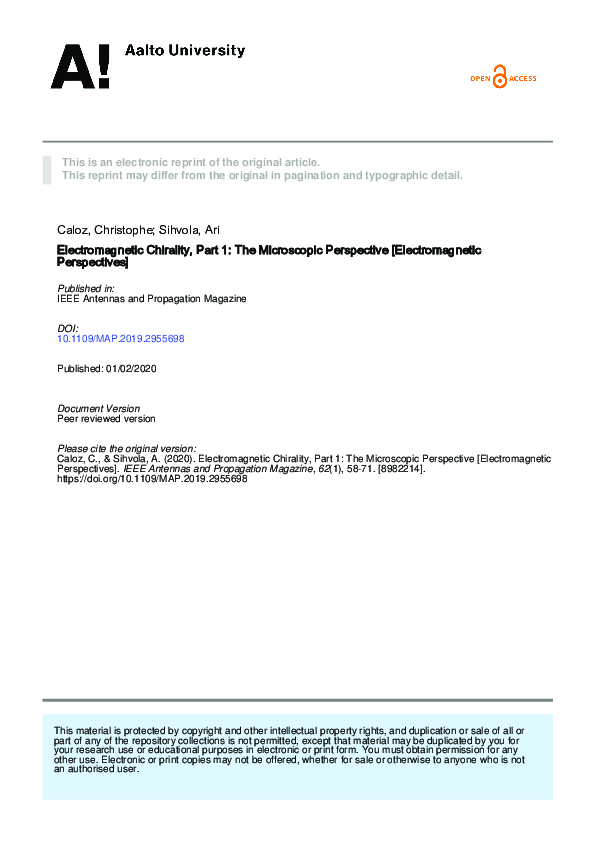 (PDF) Electromagnetic Chirality, Part 1: The Microscopic Perspective ...