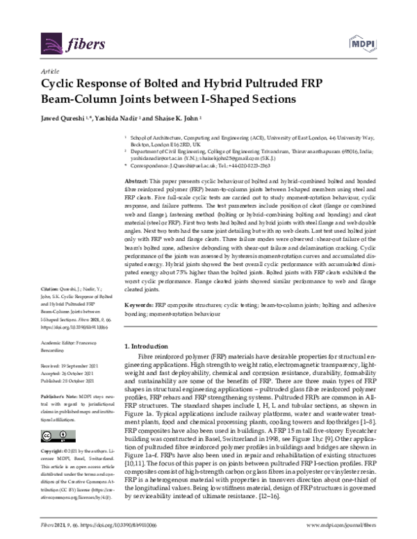 (PDF) Cyclic Response of Bolted and Hybrid Pultruded FRP Beam-Column ...