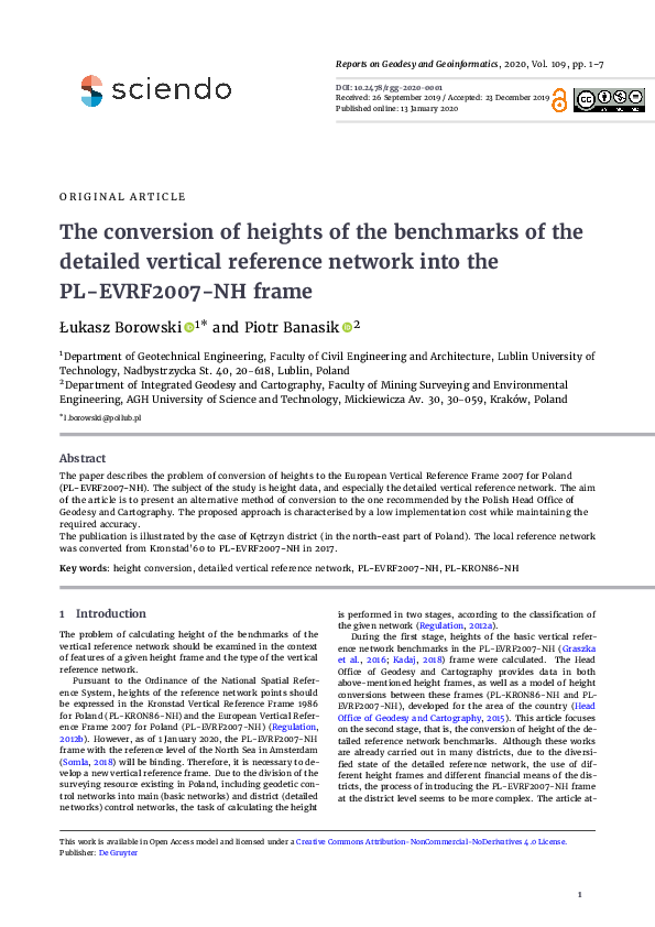 (PDF) The conversion of heights of the benchmarks of the detailed ...