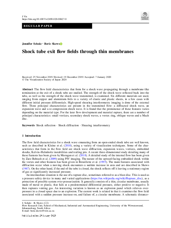 (PDF) Shock tube exit flow fields through thin membranes