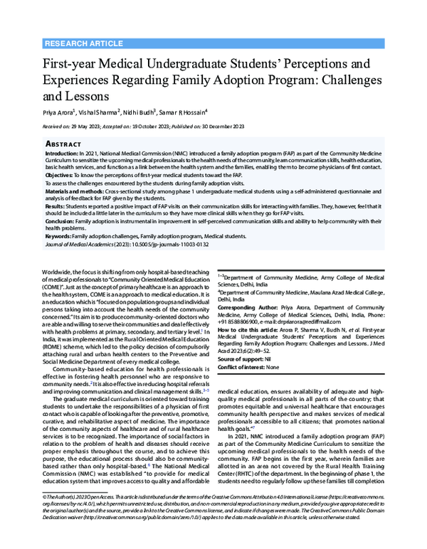 (PDF) First-year Medical Undergraduate Students’ Perceptions and ...