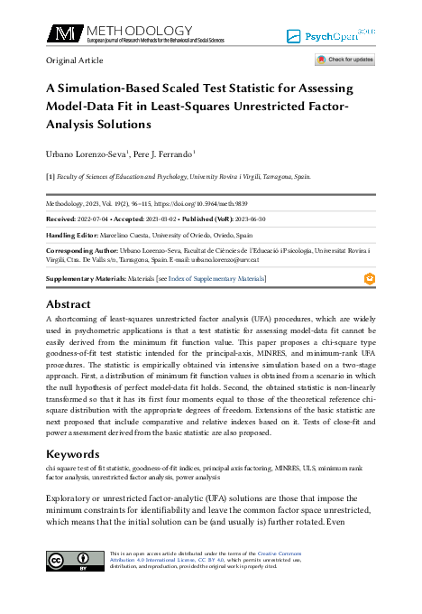 (PDF) A simulation-based scaled test statistic for assessing model-data ...
