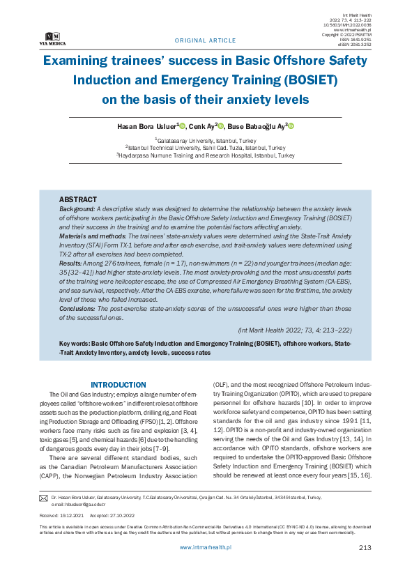 (PDF) Examining trainees’ success in Basic Offshore Safety Induction ...