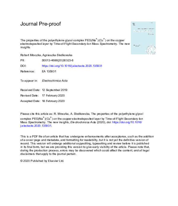 (PDF) The properties of the polyethylene glycol complex PEG(Na+)(Cu+ ...