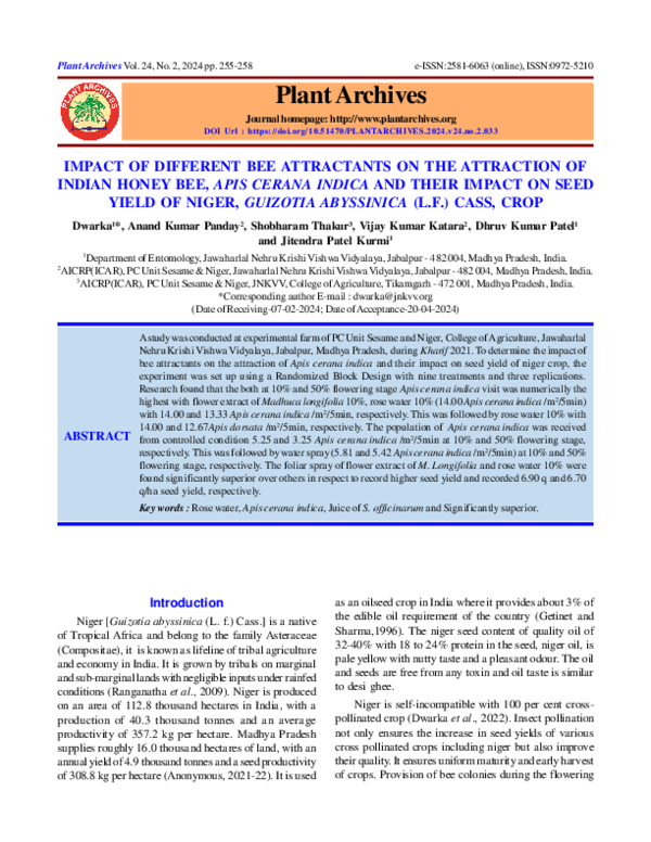 (PDF) IMPACT OF DIFFERENT BEE ATTRACTANTS ON THE ATTRACTION OF INDIAN ...
