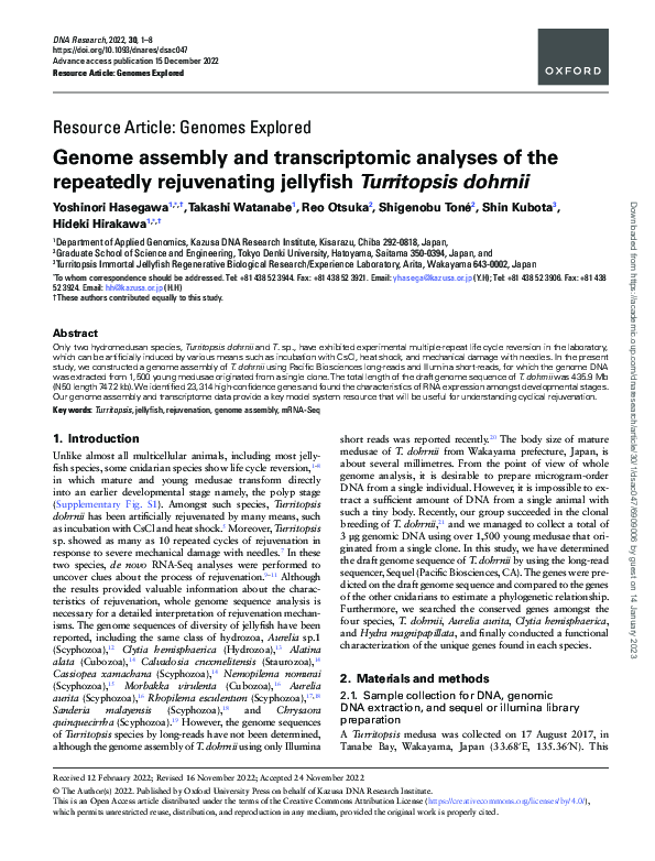 (PDF) Genome assembly and transcriptomic analyses of the repeatedly ...
