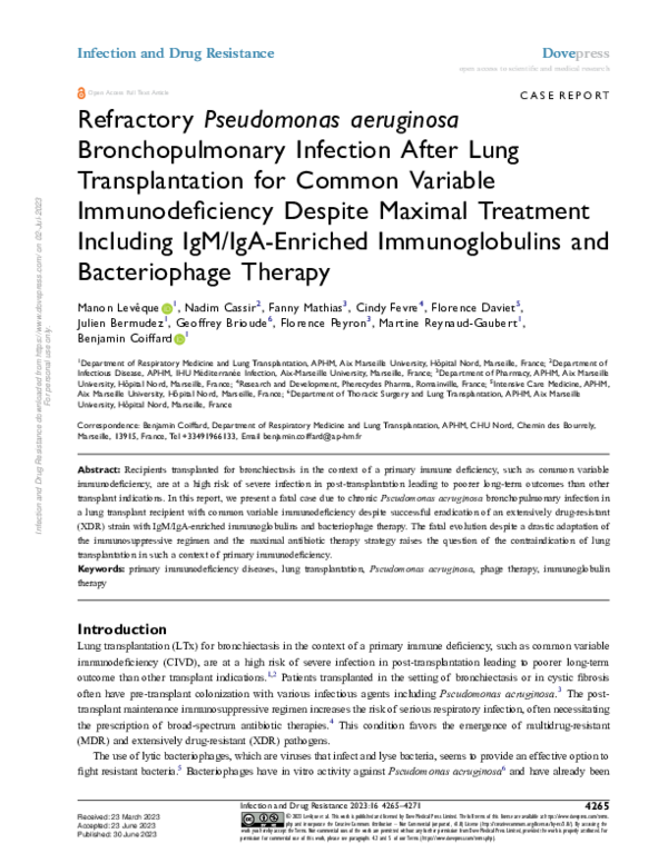 (PDF) Refractory Pseudomonas aeruginosa Bronchopulmonary Infection ...