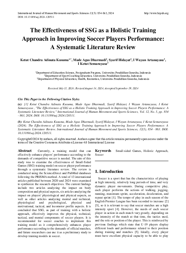 (PDF) The Effectiveness of SSG as a Holistic Training Approach in ...