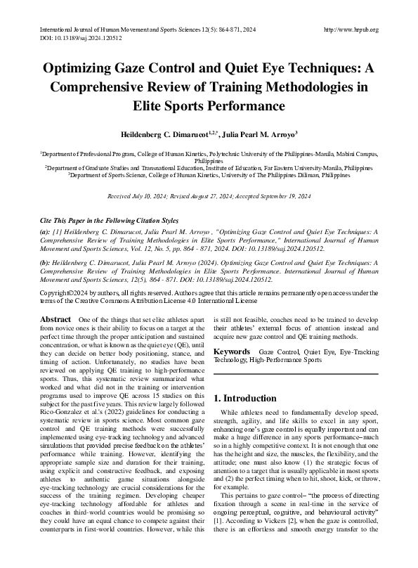 (PDF) Optimizing Gaze Control and Quiet Eye Techniques: A Comprehensive ...