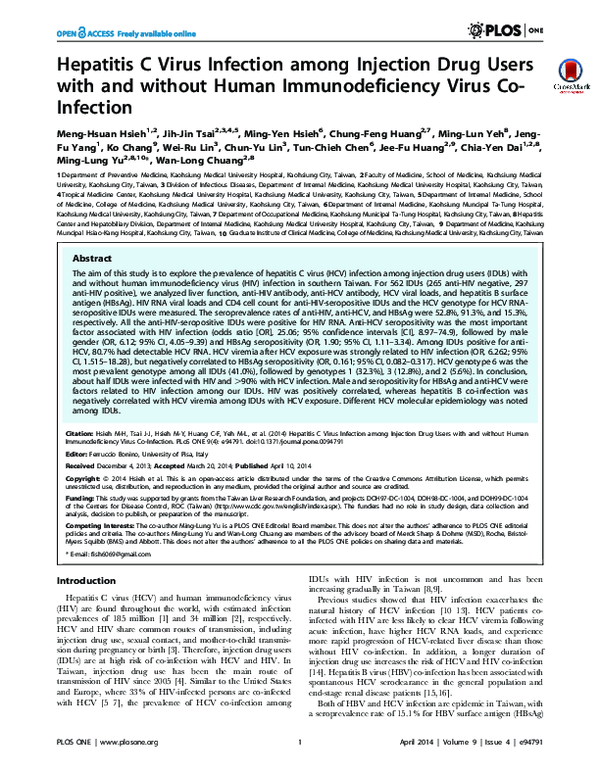 (PDF) Hepatitis C Virus Infection Among Injection Drug Users