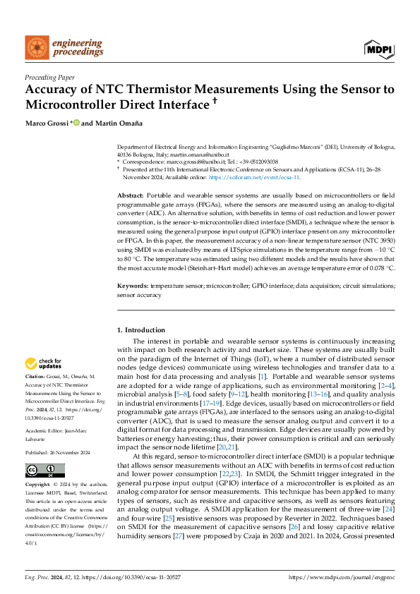 (PDF) Accuracy of NTC Thermistor Measurements Using the Sensor to ...