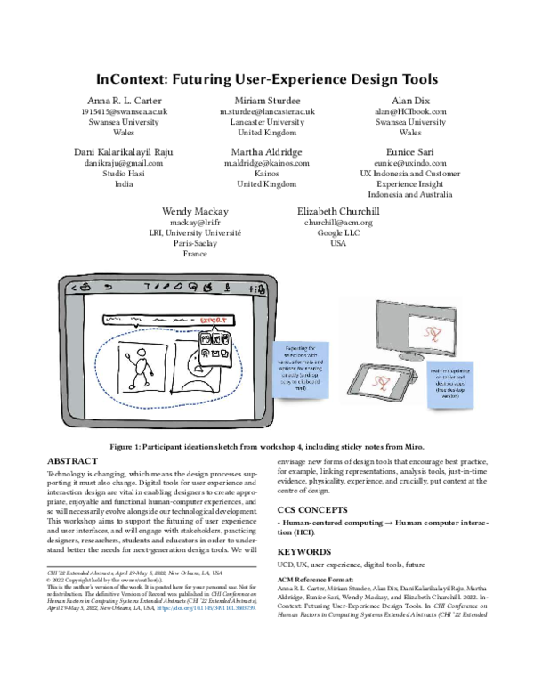 (PDF) InContext: Futuring User-Experience Design Tools