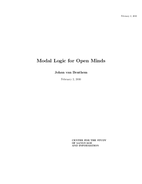 (PDF) Modal logic for open minds