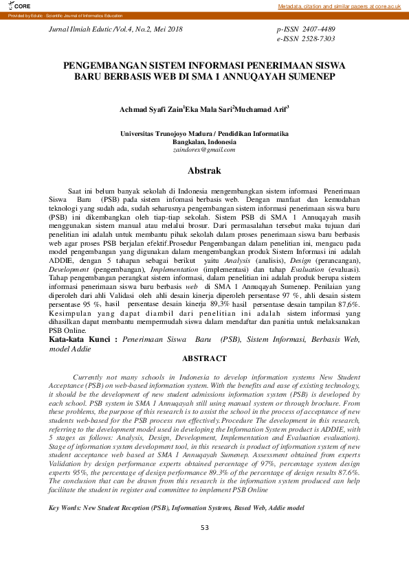 (PDF) Pengembangan Sistem Informasi Penerimaan Siswa Baru Berbasis Web DI Sma 1 Annuqayah ...