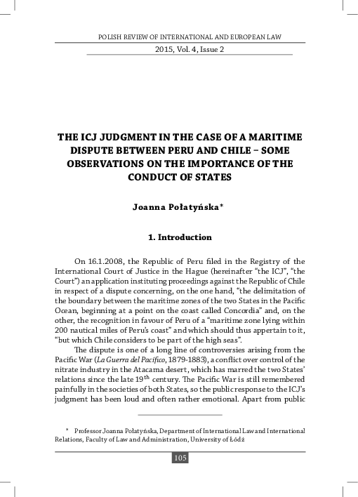 (PDF) The ICJ Judgment in the Case of a Maritime Dispute between Peru ...