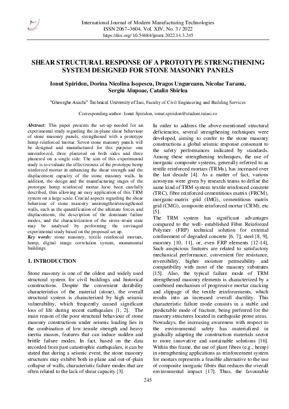 (PDF) Shear Structural Response of a Prototype Strengthening System ...