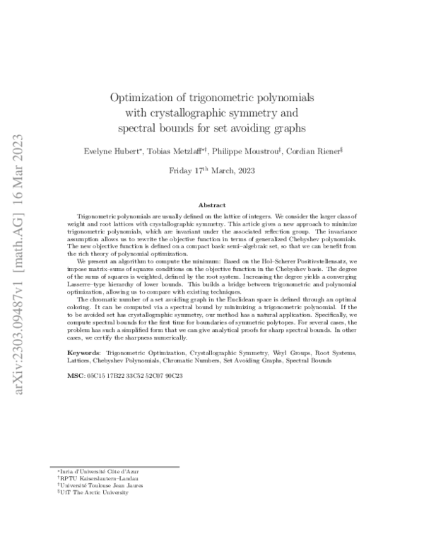 (PDF) Optimization of trigonometric polynomials with crystallographic ...